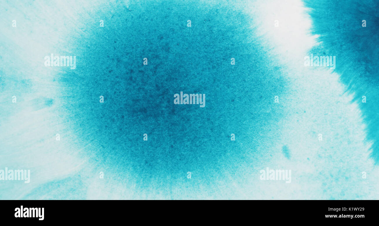 turquoise blue ink drop on wet white paper top view, wide photo Stock ...