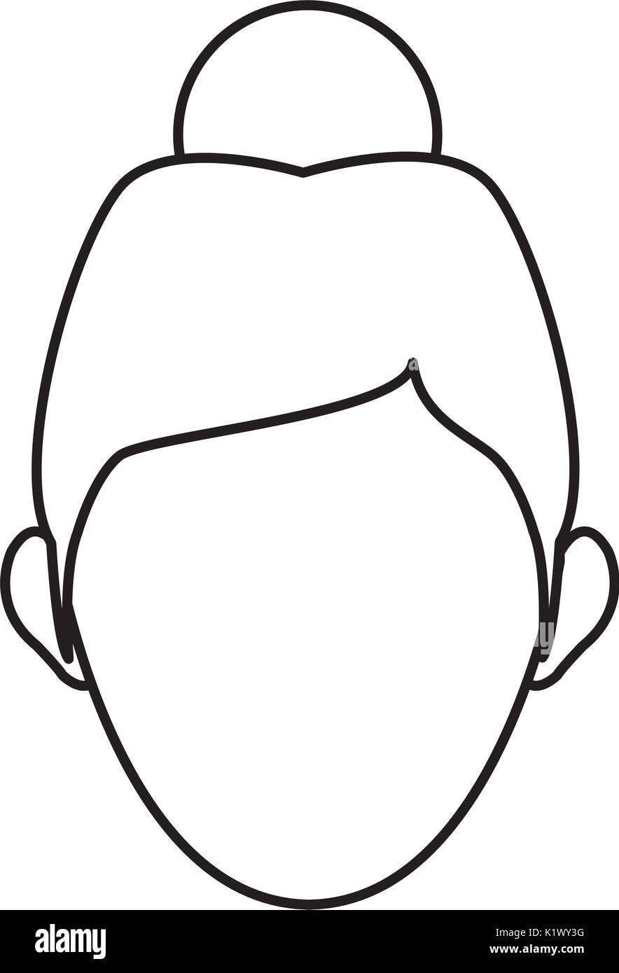 character woman head person image contour vector illustration Stock ...