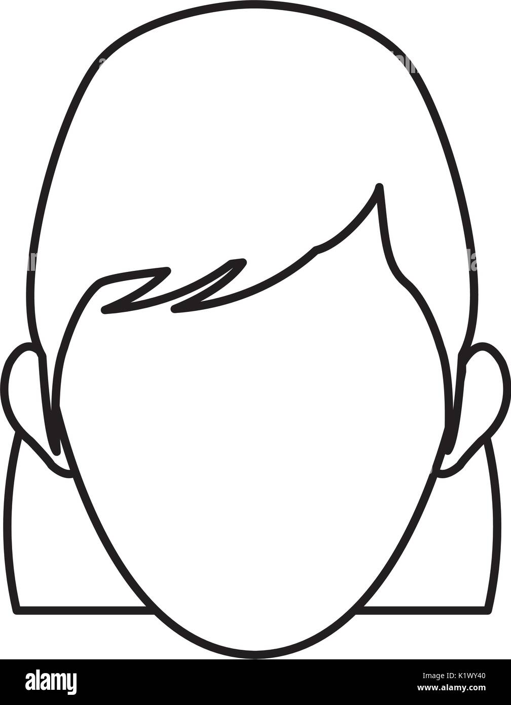 character woman head person image contour vector illustration Stock ...