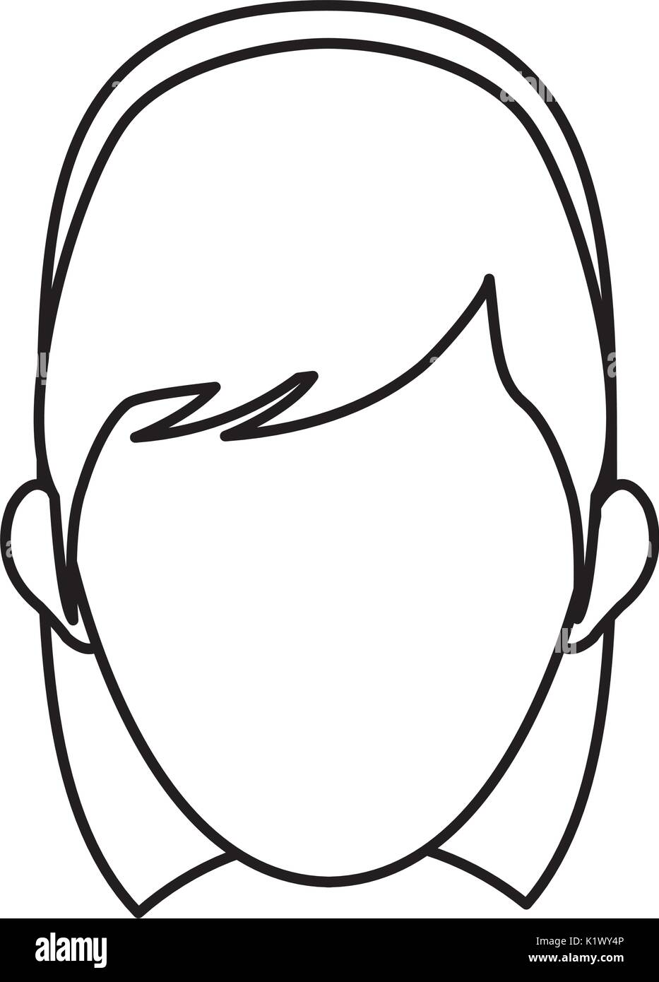 character woman head person image contour vector illustration Stock ...