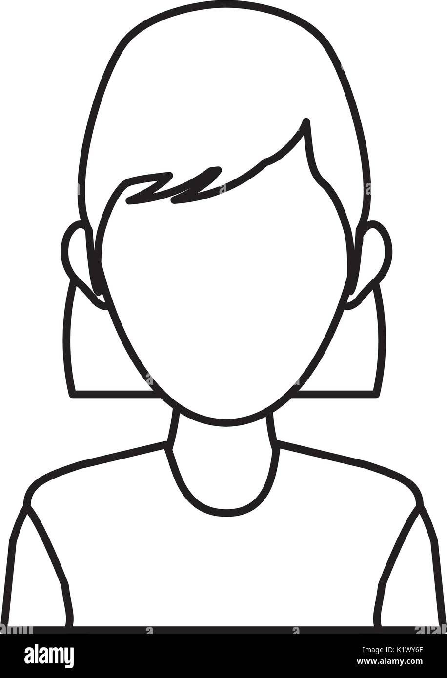portrait woman character avatar employee outline icon vector ...