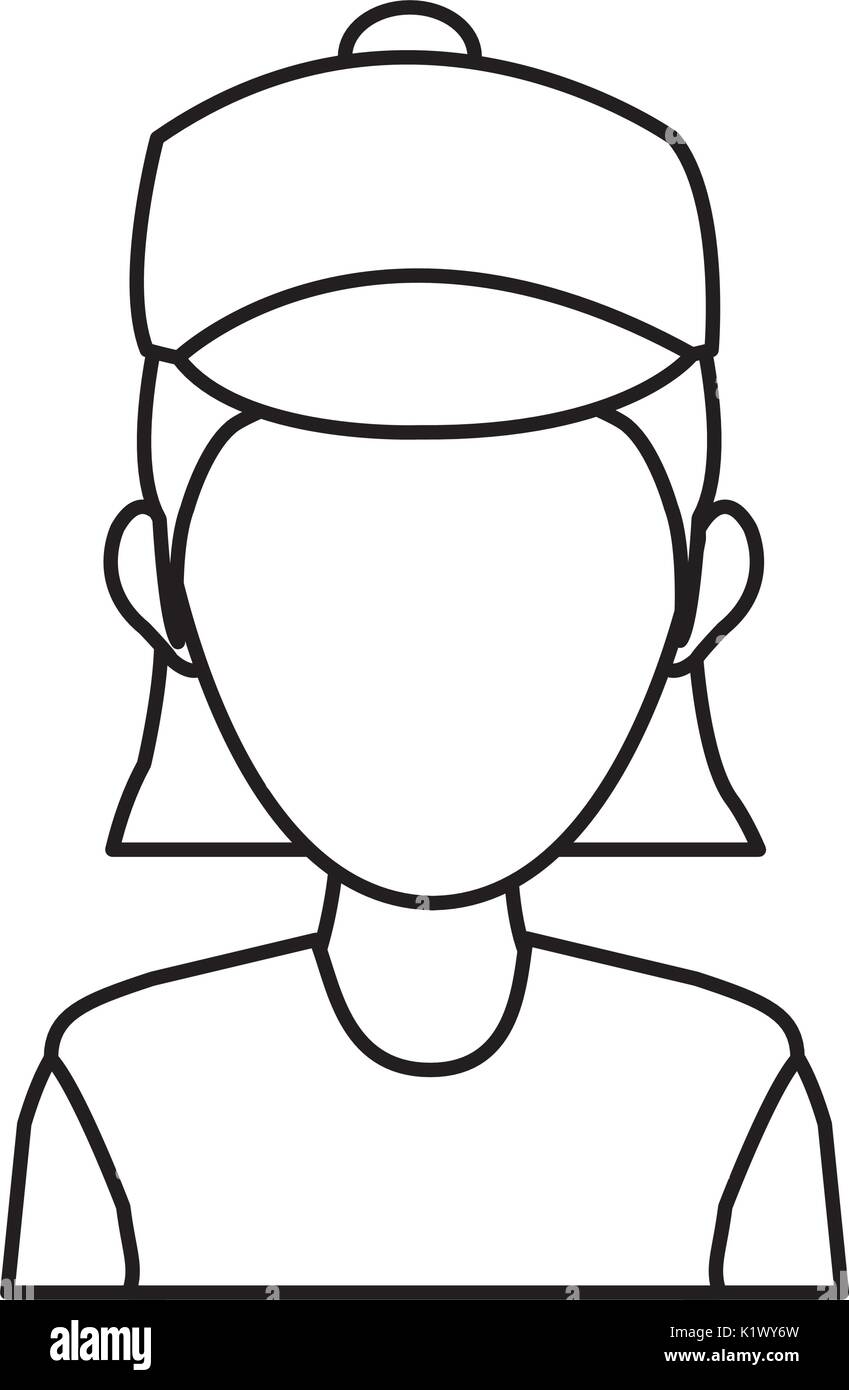 portrait woman character avatar employee outline icon vector ...