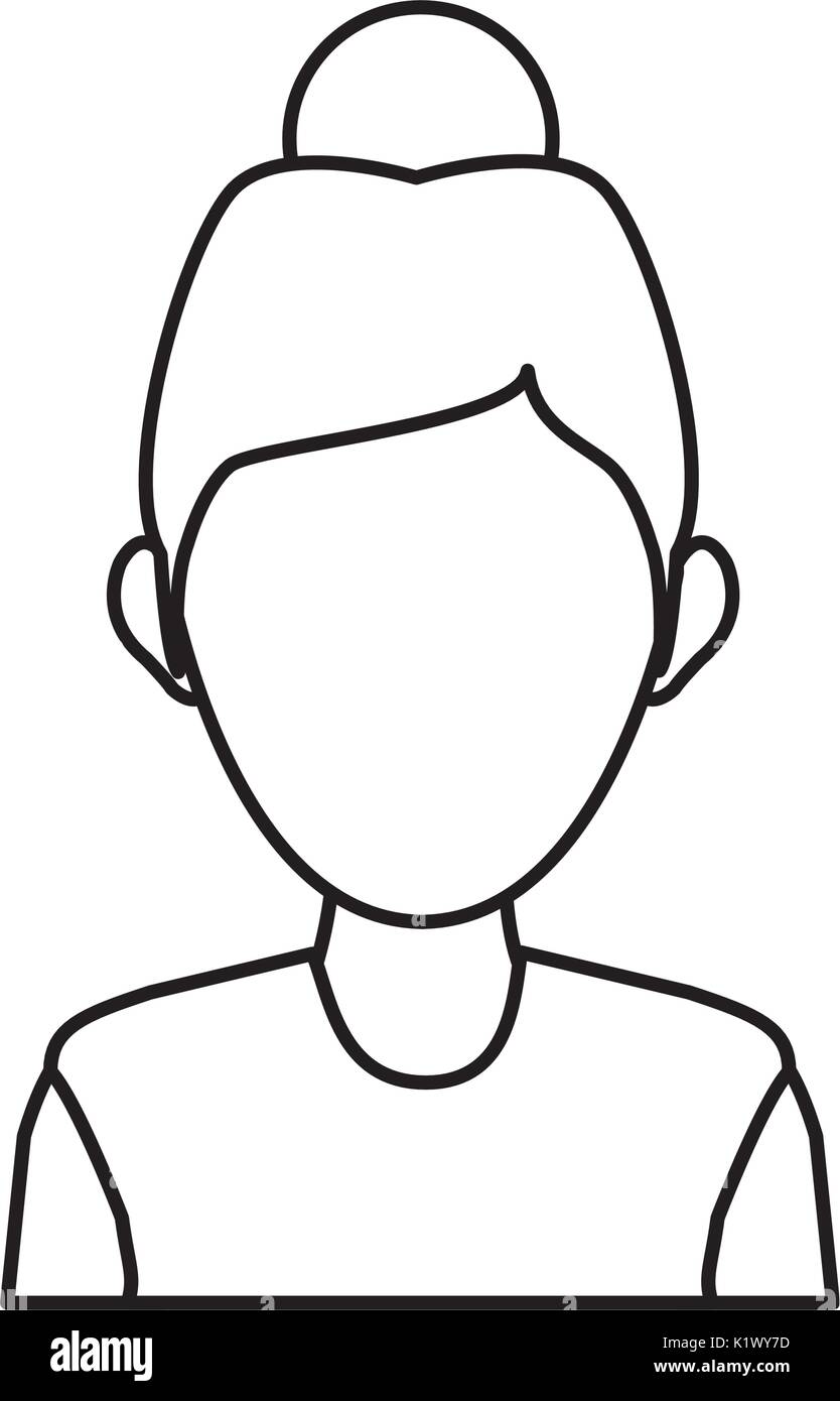 portrait woman character avatar employee outline icon vector ...