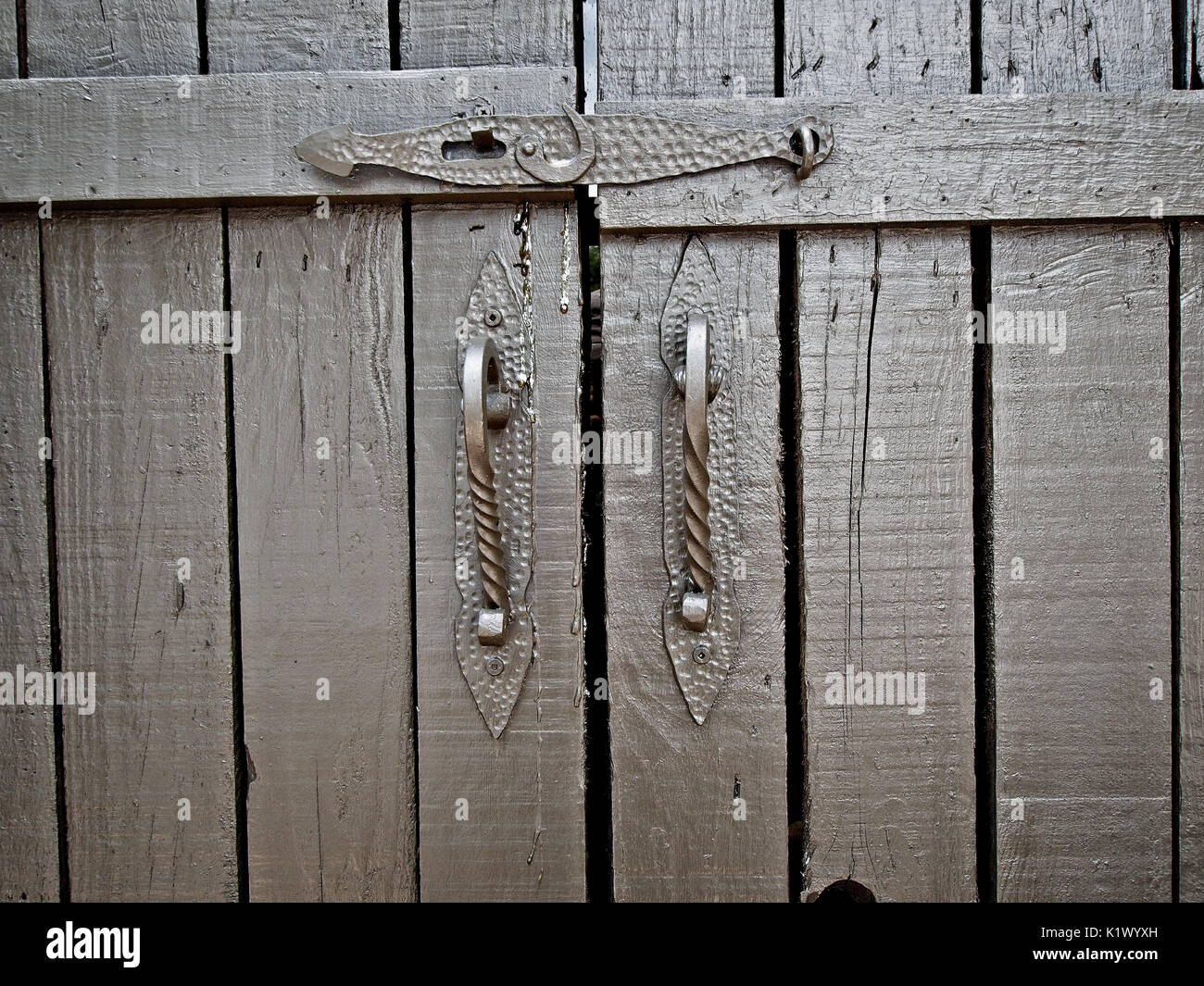 Spring TX USA - July 12, 2017 - Old Gray Shutters With Hardware in Old ...