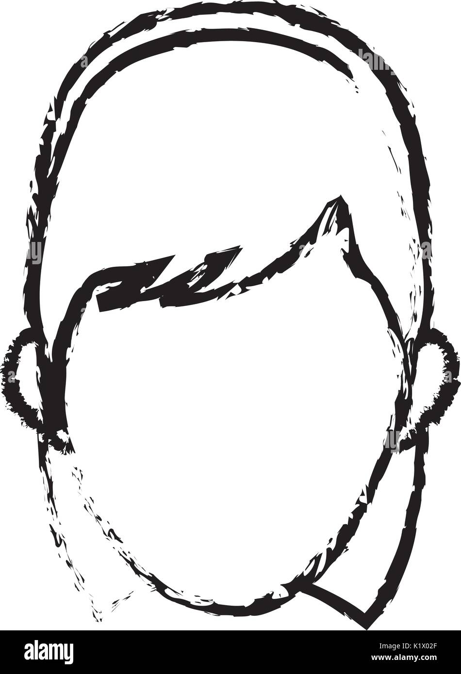 character woman head person image contour vector illustration Stock ...