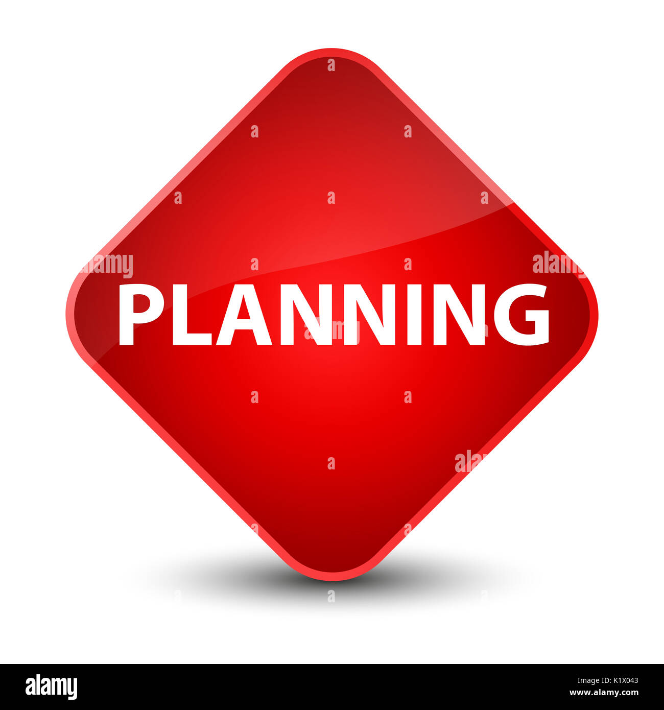 Planning isolated on elegant red diamond button abstract illustration ...