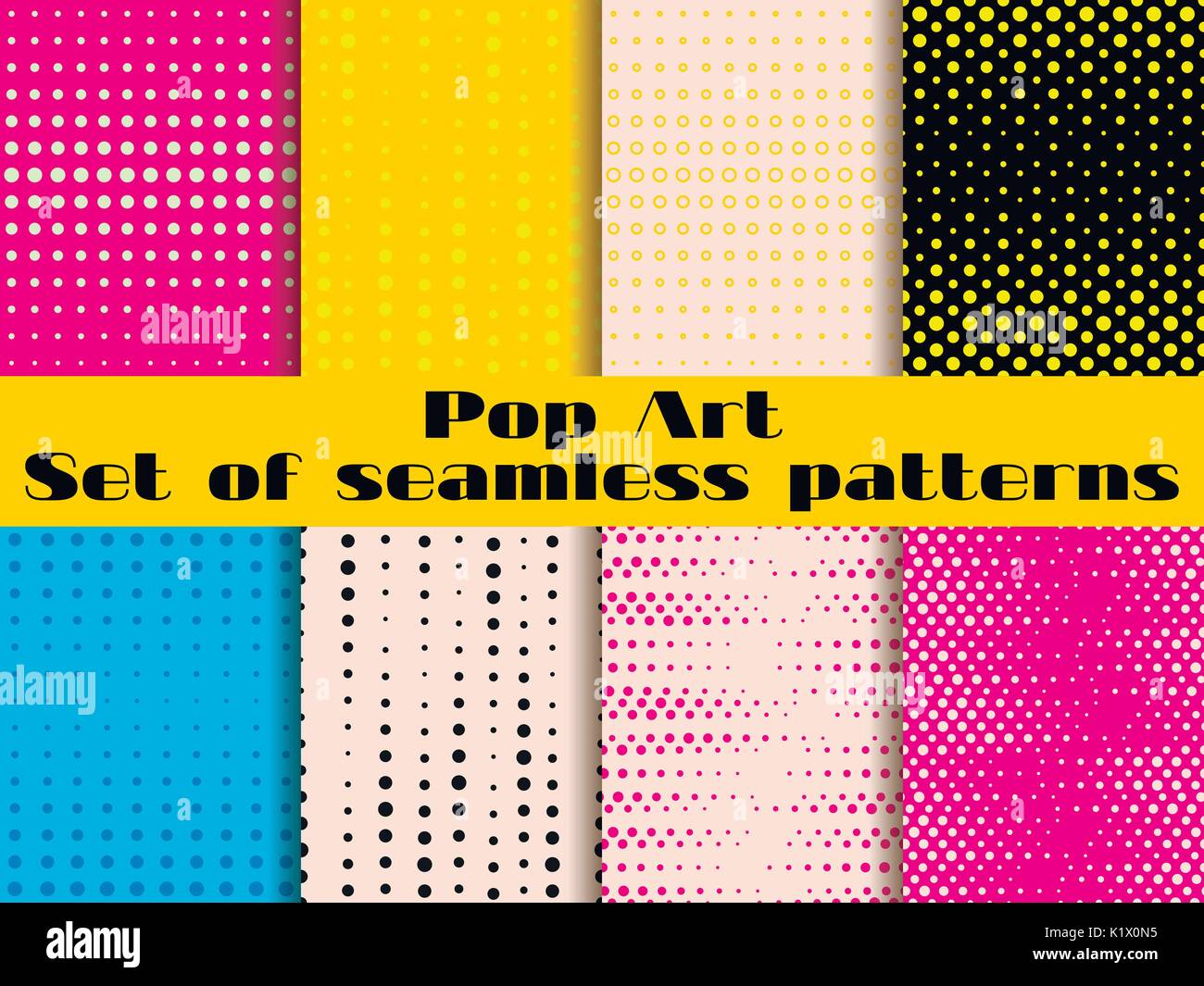 Dotted, Pop Art seamless pattern. Background in pop art style. Set ...