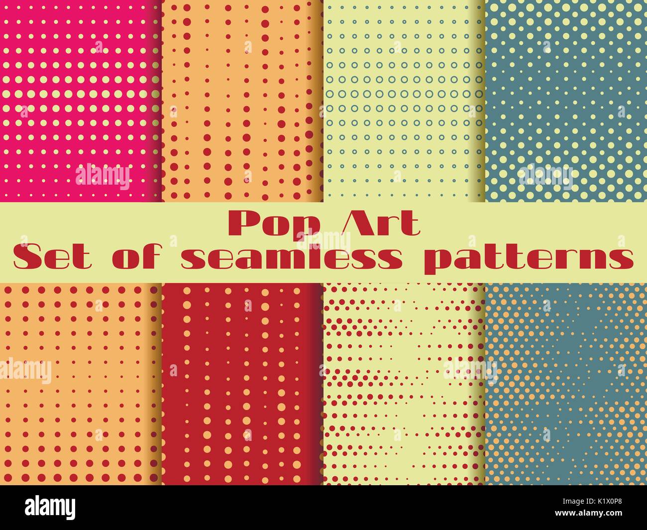 Dotted, Pop Art seamless pattern. Background in pop art style. Set ...