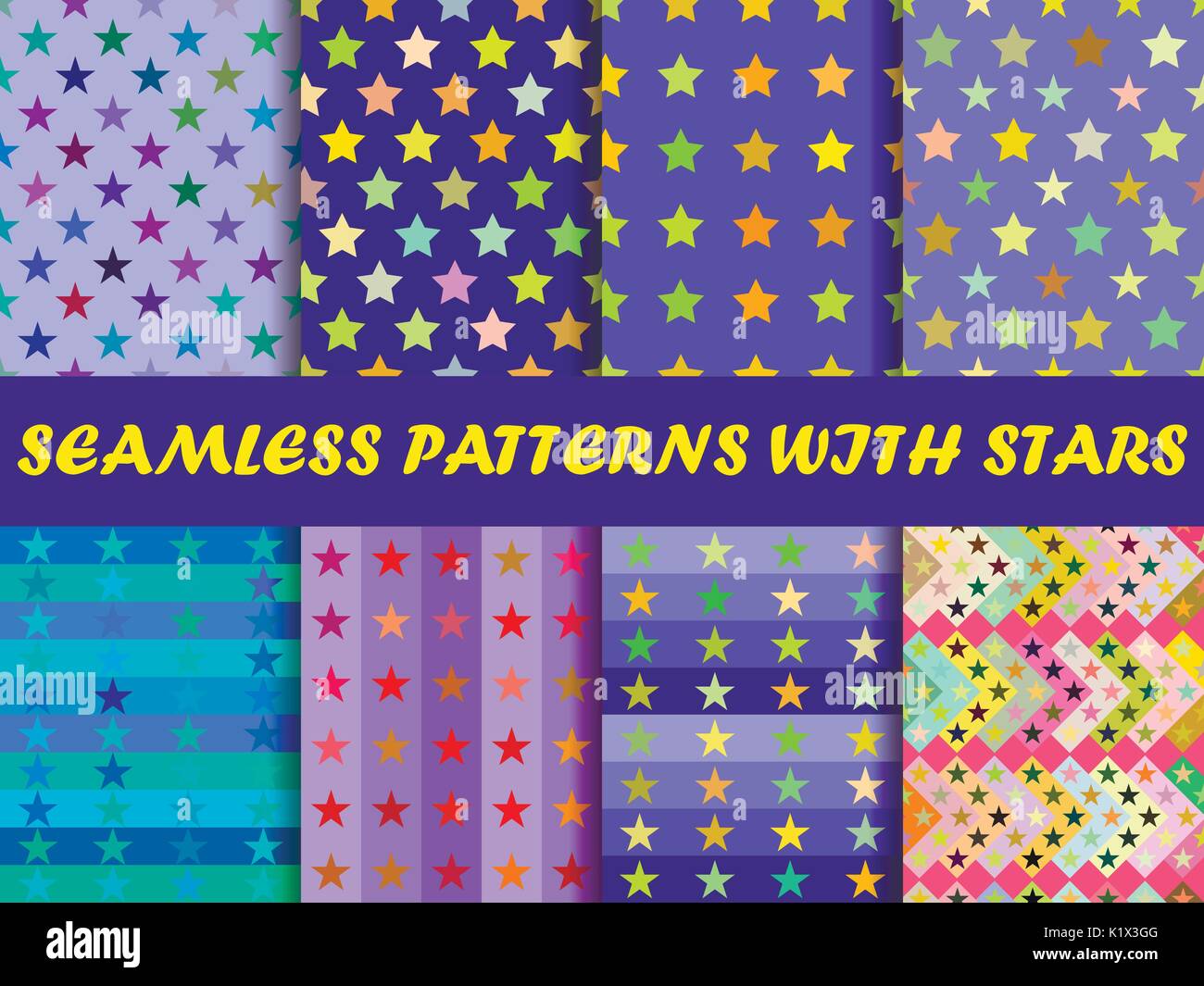 Seamless with colorful stars. Templates for fabric. Vector illustration ...