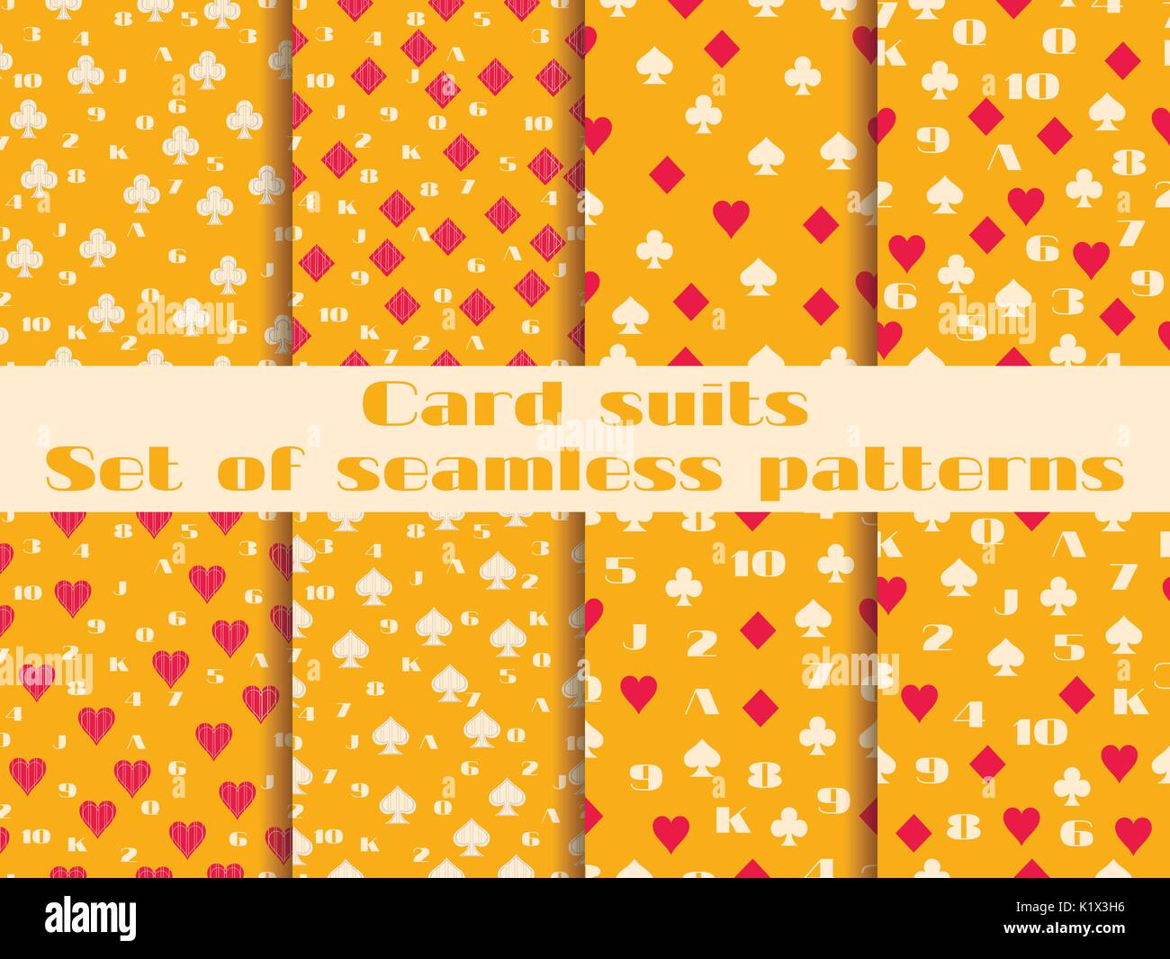 Set of seamless patterns with playing cards suits. Vector Stock Vector ...