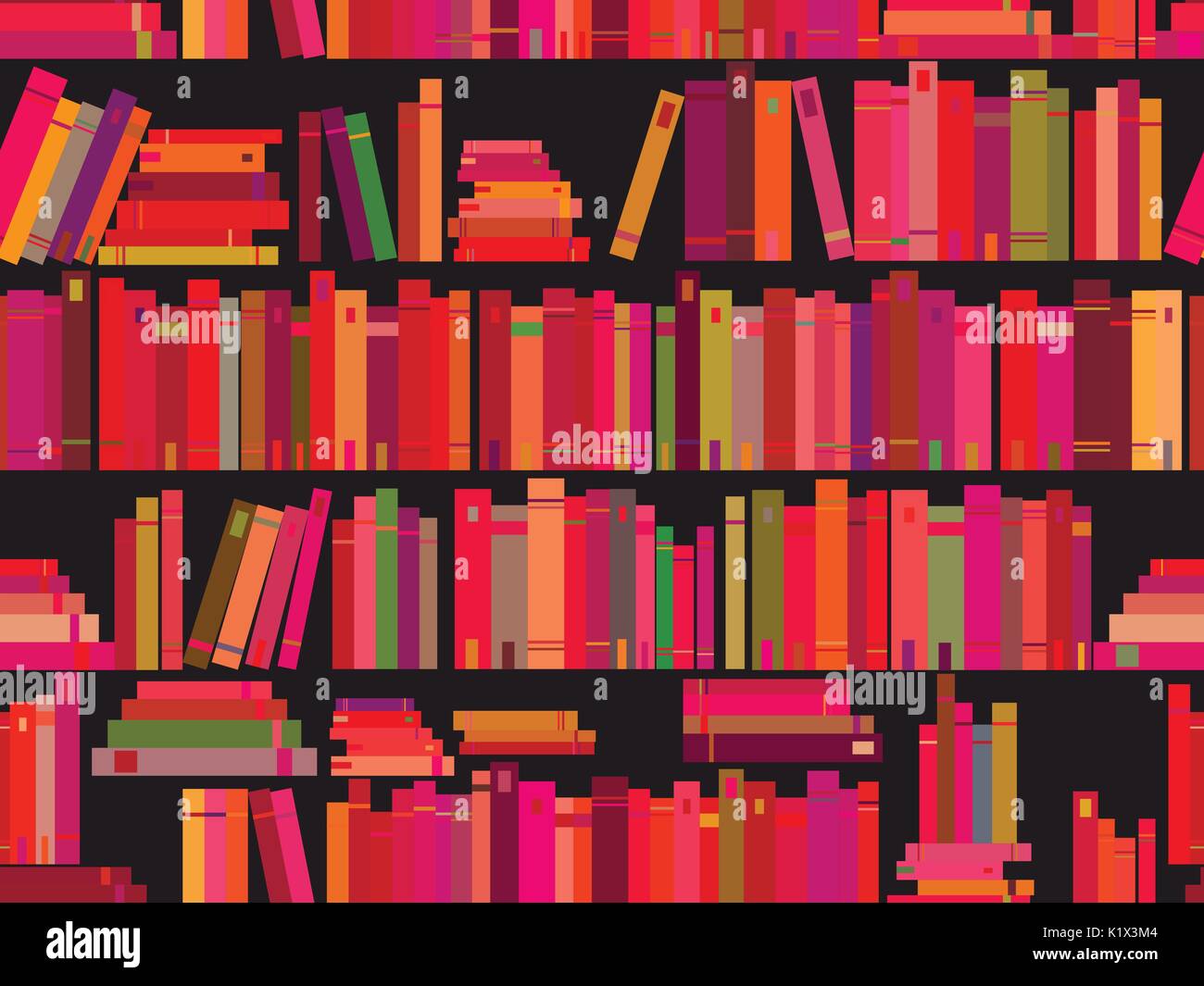 Seamless pattern with books, library bookshelf. Vector illustration ...