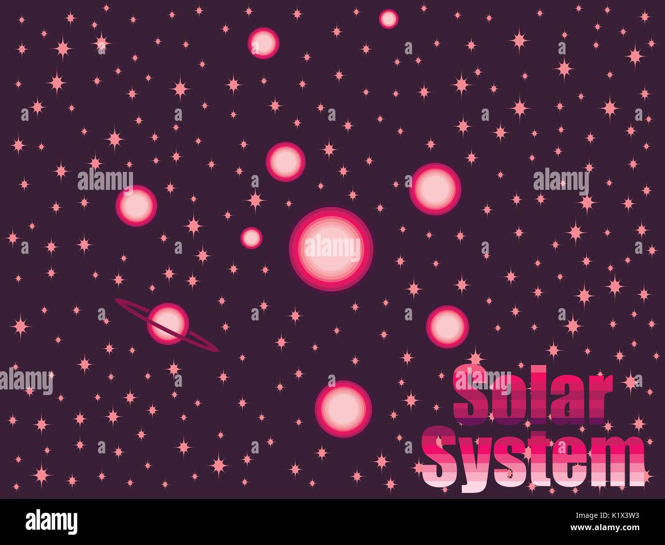 Solar system in 80's retro style. Space travel. Vector illustration ...