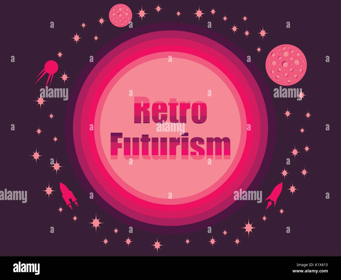 Retro futurism in 80's retro style. Space travel, asteroids and space ...
