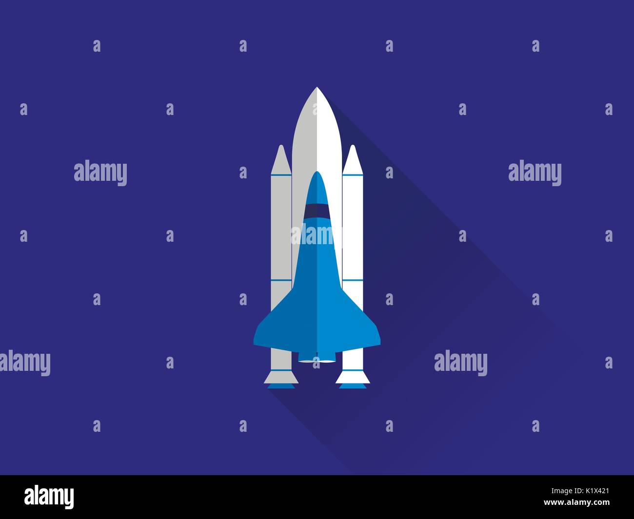 Space shuttle in a flat style with a long shadow. Vector illustration ...