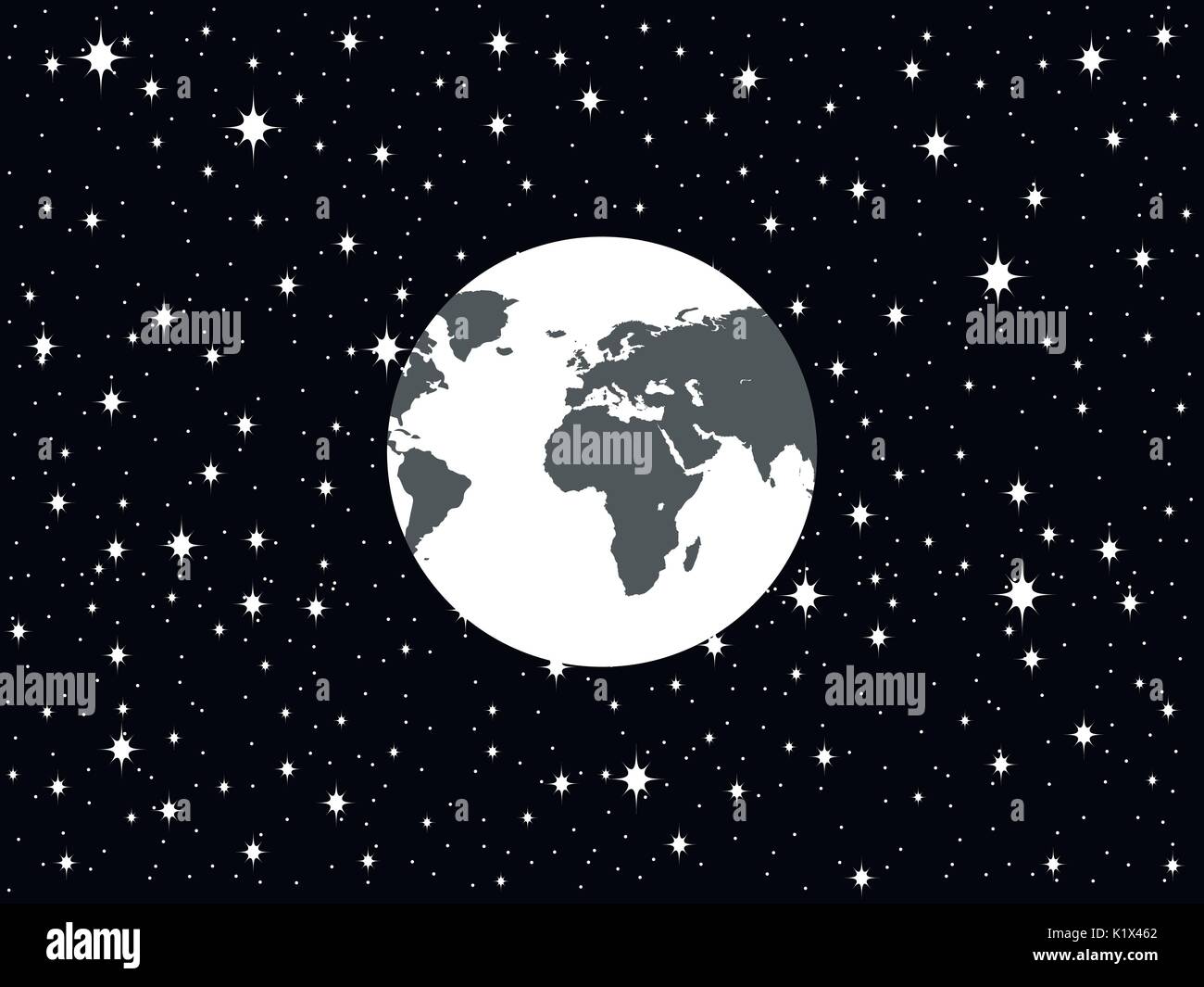 Planet Earth and space in a flat style. Star background. Vector ...