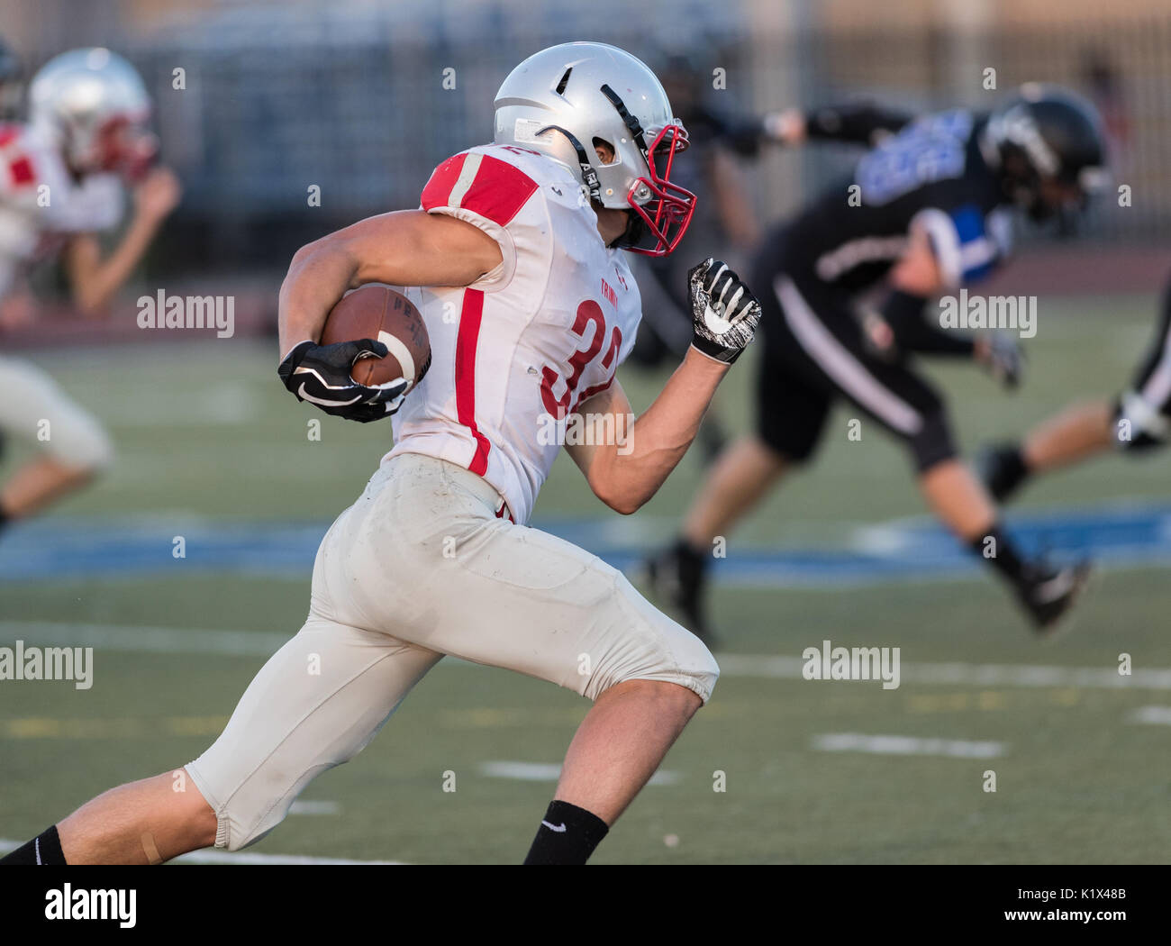 Football action with Trinity vs. University Prep High School in Redding ...