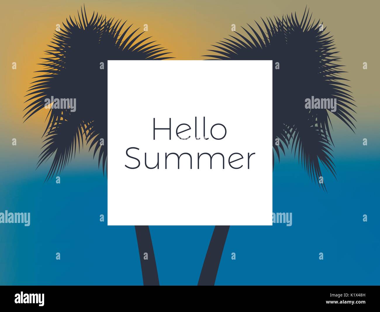 Hello summer. Background with palm trees. Vector illustration Stock ...