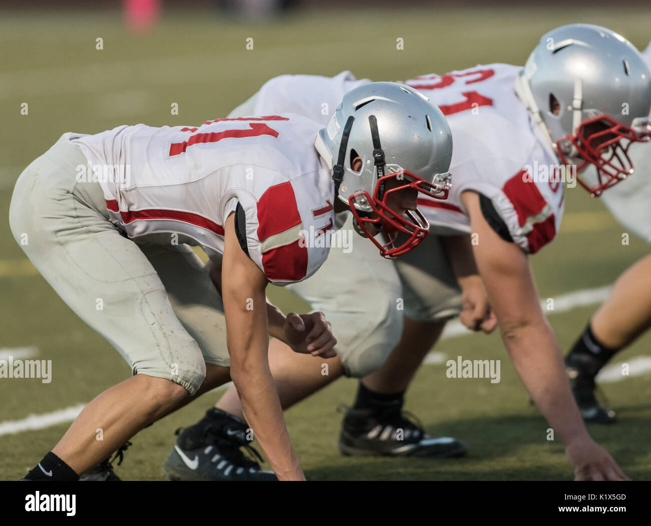Football action with Trinity vs. University Prep High School in Redding ...