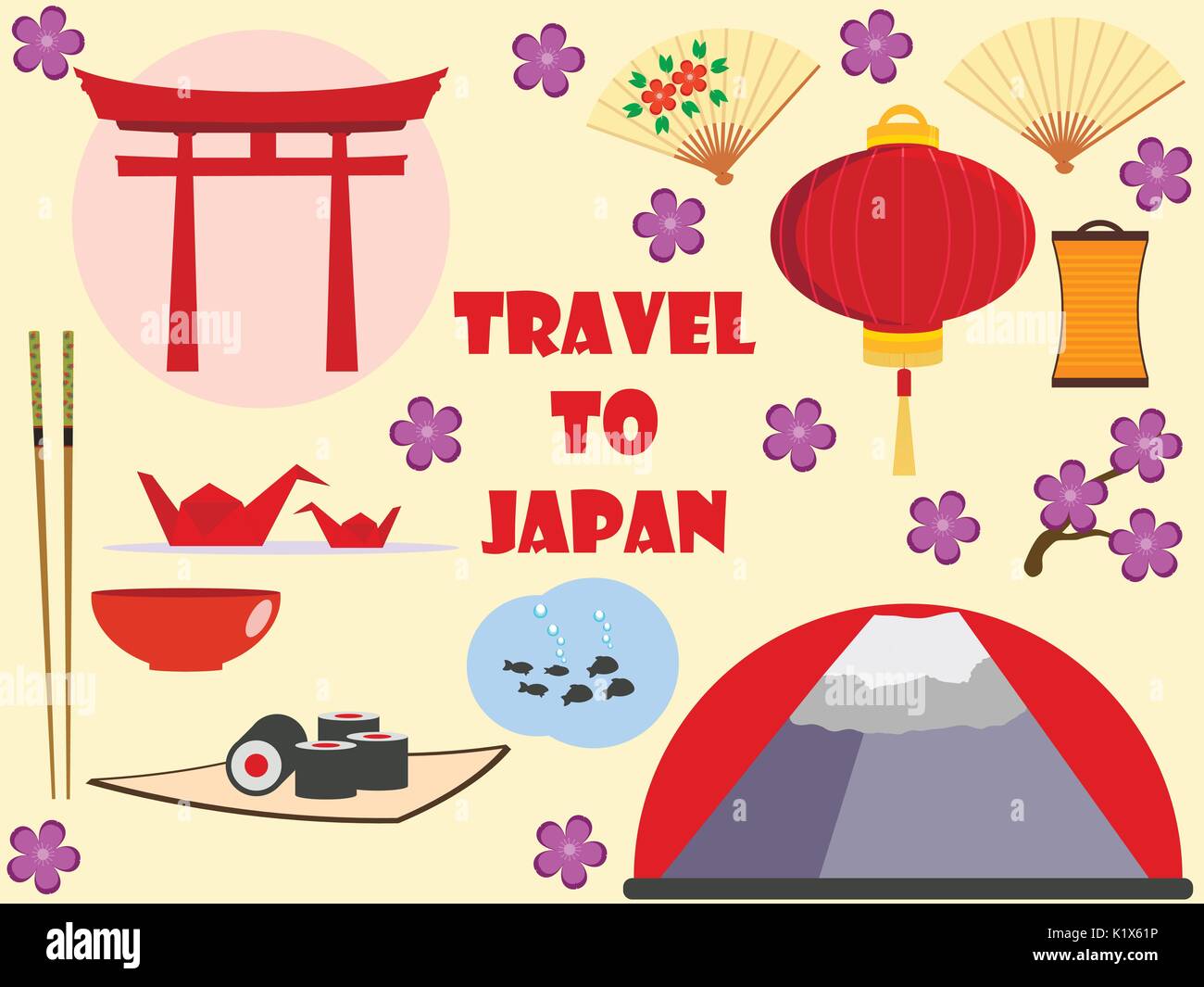 Japan. Travel to Japan. Character set. Flat icons set Stock Vector ...