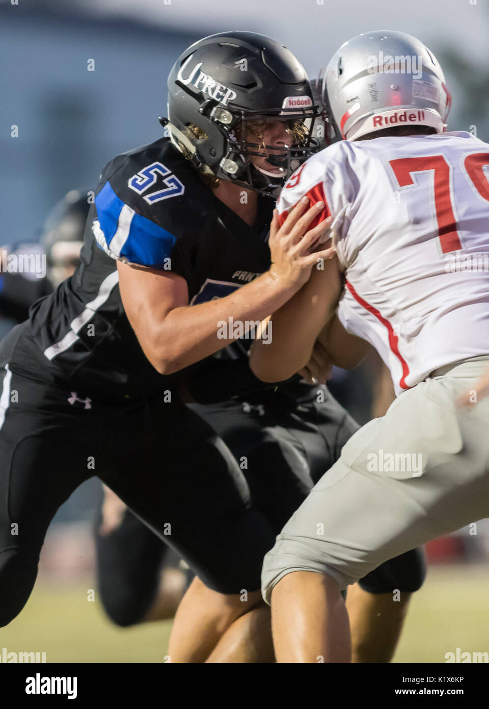 Football action with Trinity vs. University Prep High School in Redding ...