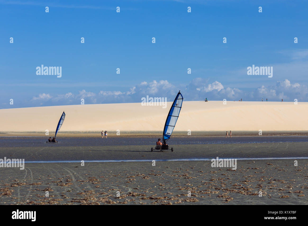 Wind cart land sailing in the beach of Jericoacoara, Ceará, Brasil ...