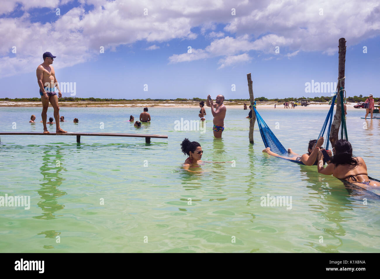 Tourists enjoying Lagoa Azul, Jericoacoara, Ceará, Brasil Stock Photo ...