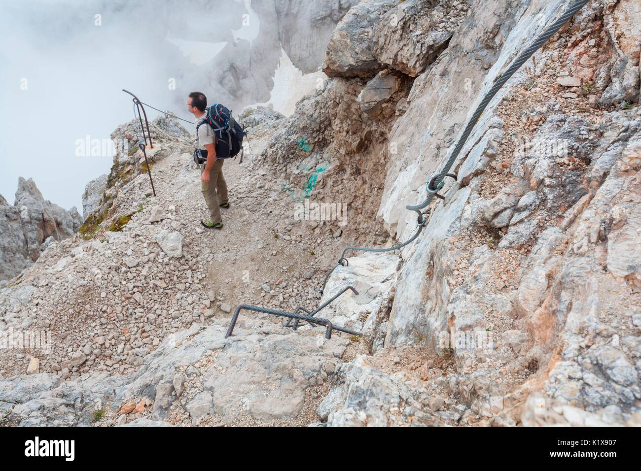 The path running between caves and trenches in the monumental area of ...