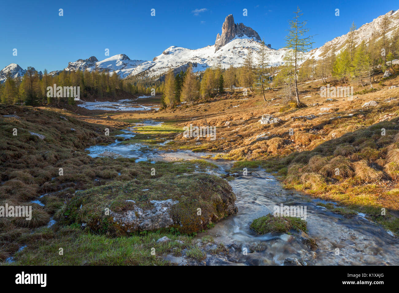 Europe, Italy, Veneto, Belluno, Dolomites. Natural landscae nearby Lake ...