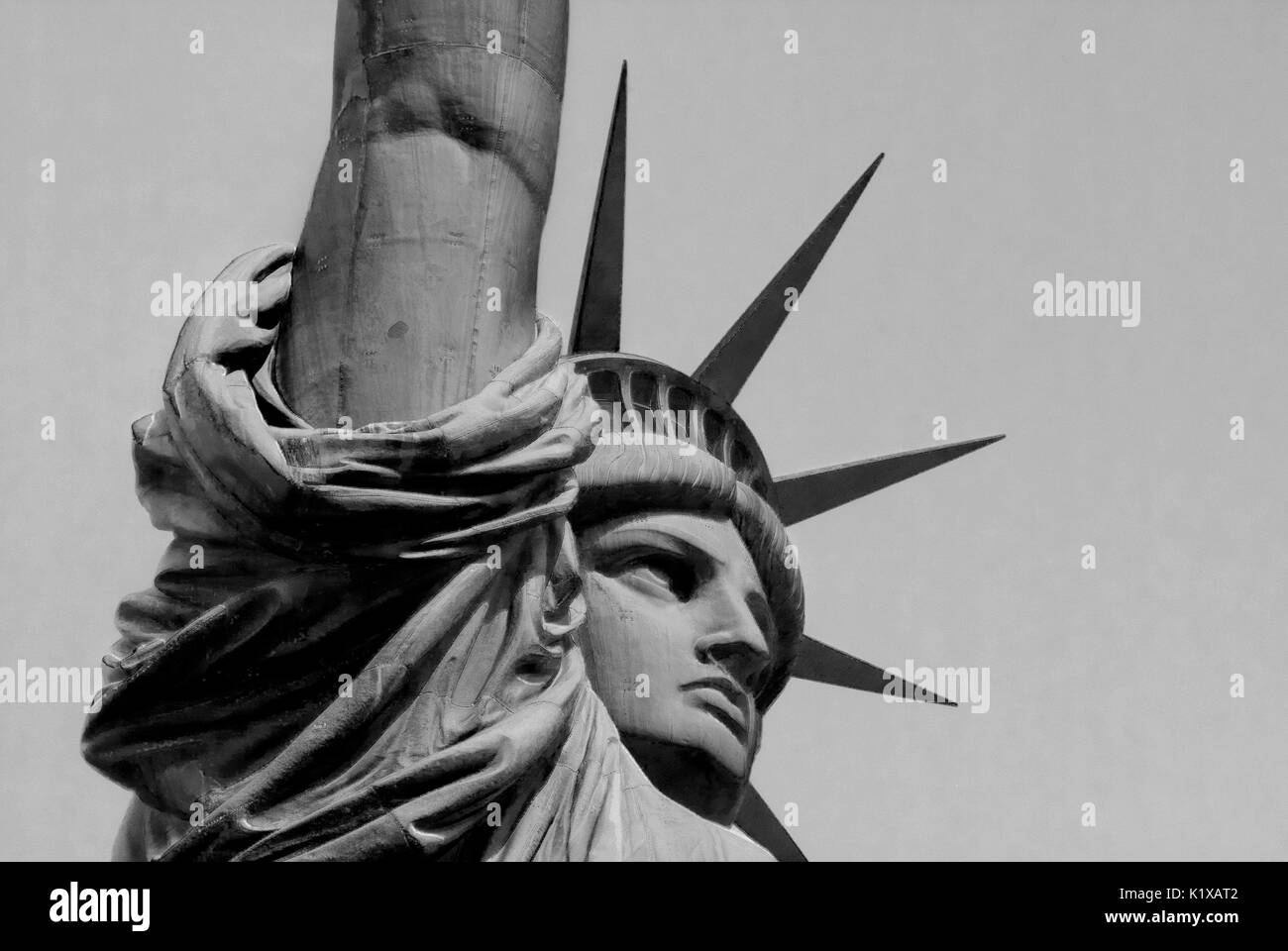 Liberty Up Close, B&W Stock Photo - Alamy