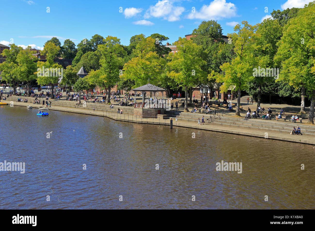 The River Dee, Bandstand and the Groves riverside walk, Chester ...