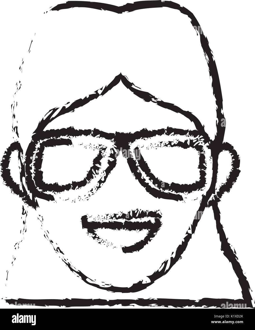 character woman head person image contour vector illustration Stock ...
