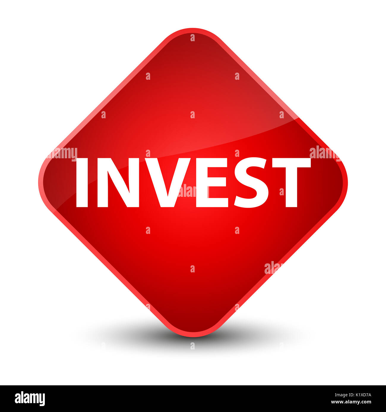 Invest isolated on elegant red diamond button abstract illustration ...