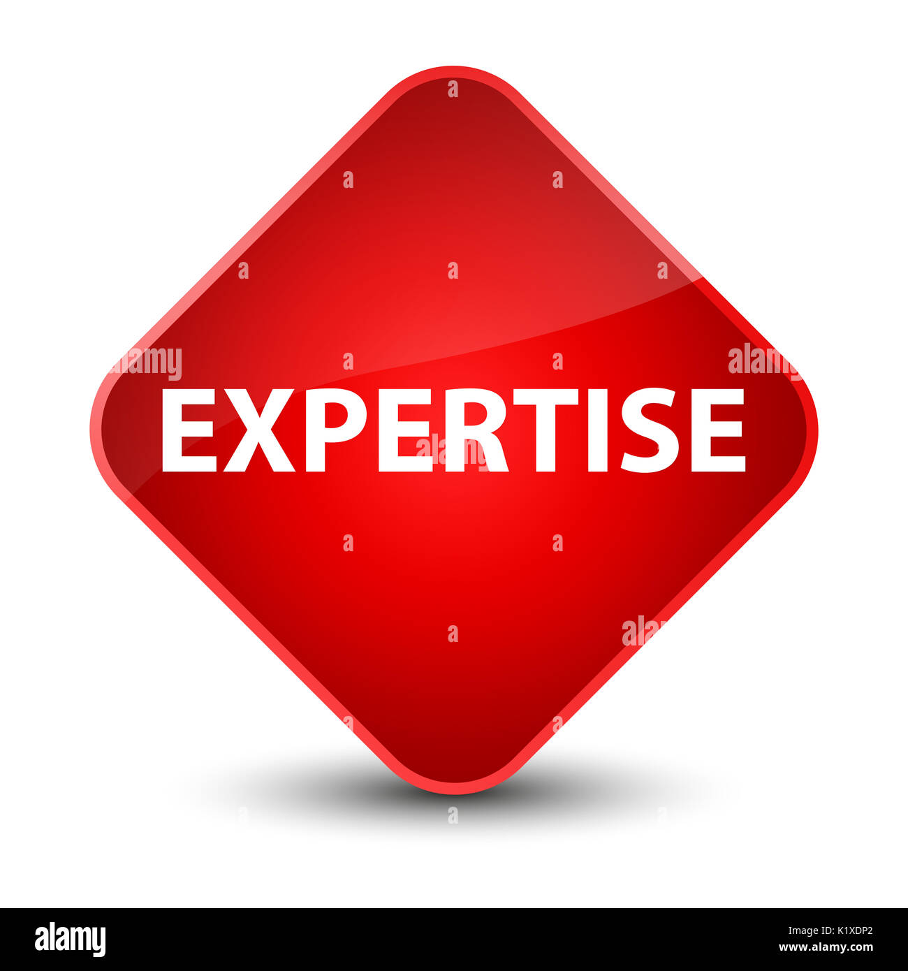 Expertise isolated on elegant red diamond button abstract illustration ...