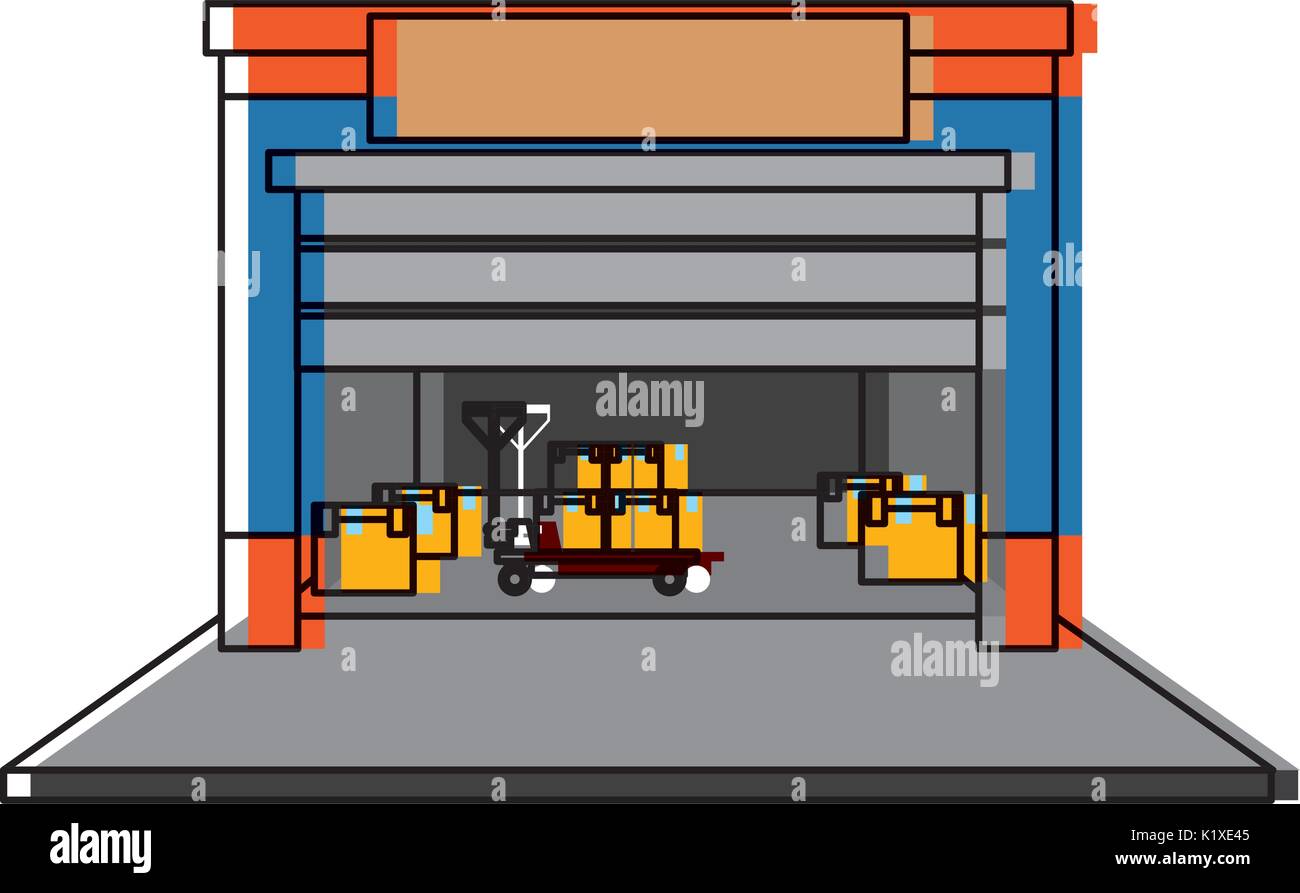 warehouse logistic forklift boxes operation building Stock Vector Image ...