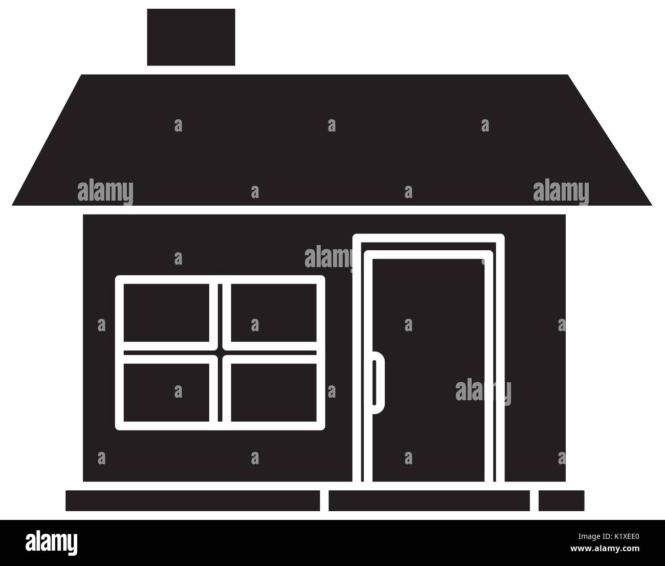 house facade small chimney architecture pictogram icon Stock Vector ...