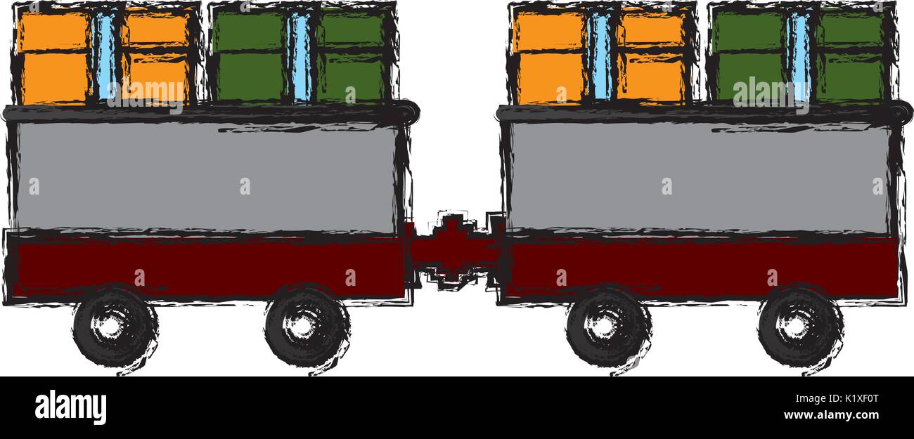 cargo train with cardboard boxes side view container Stock Vector Image ...