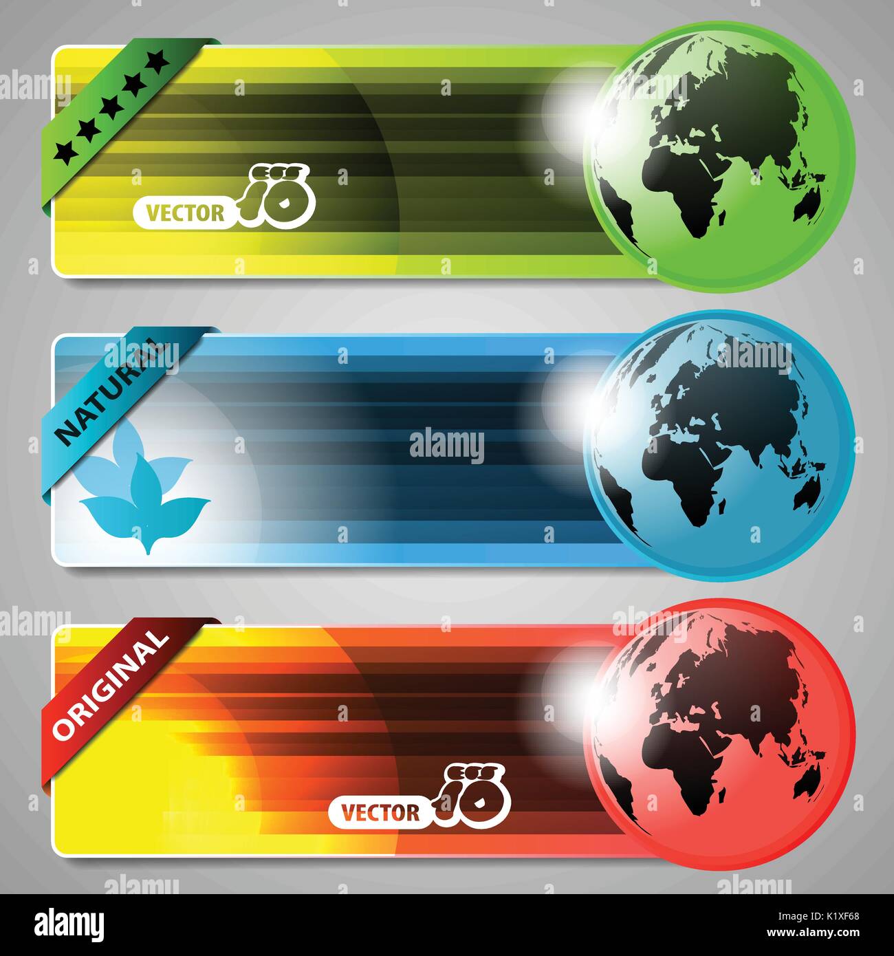 Set of Three Colorful Horizontal Headers or Banners, Abstract Design ...