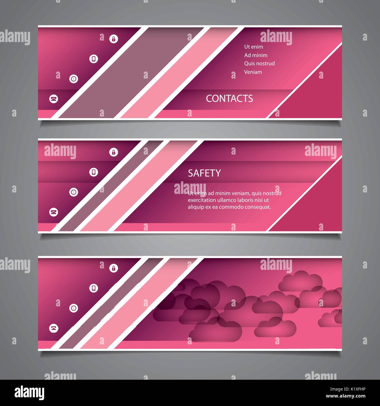 Set of Colorful Abstract Horizontal Headers or Banners - Creative ...