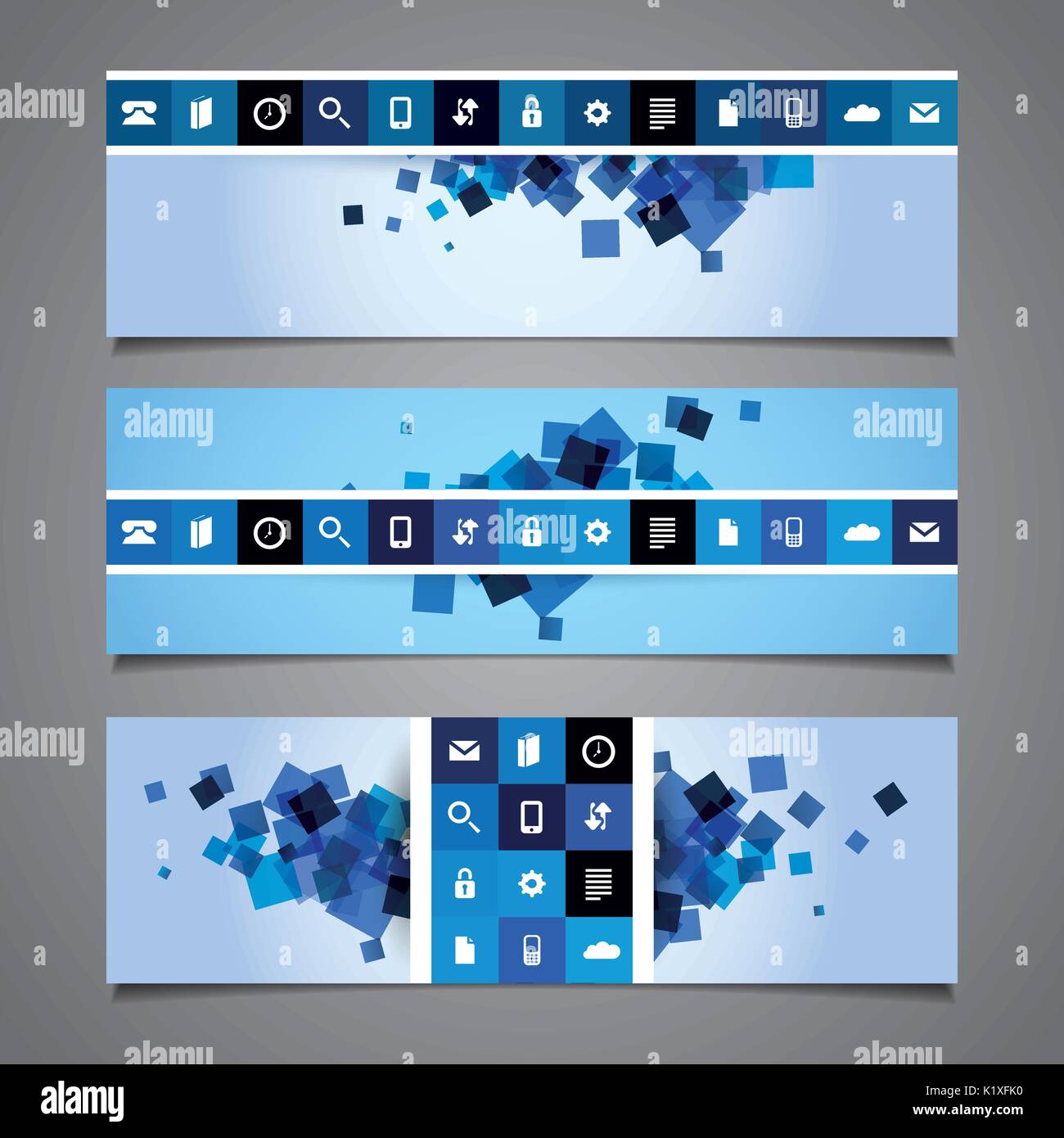 Web Design Elements - Abstract Retro Styled Header Designs with Tiles ...