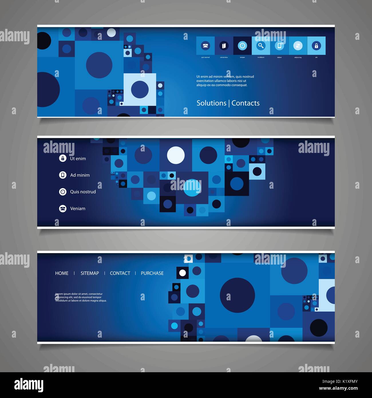 Web Design Elements - Abstract Retro Styled Header Designs with Tiles ...