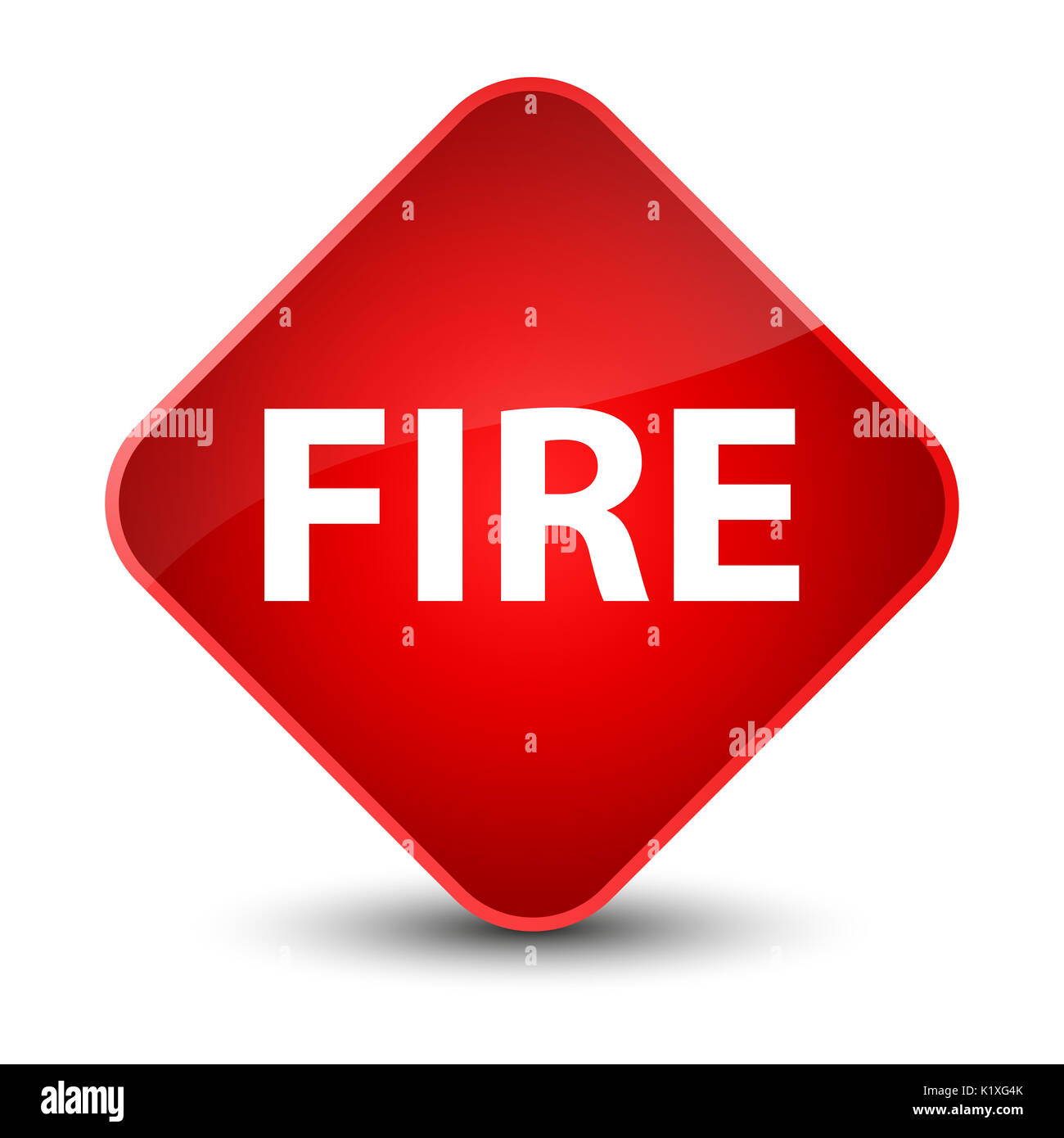 Fire isolated on elegant red diamond button abstract illustration Stock ...