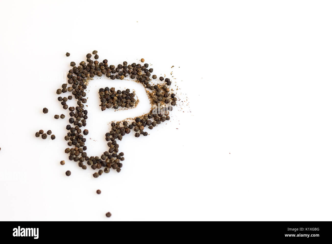Letter P for Pepper made with peppercorns Stock Photo - Alamy