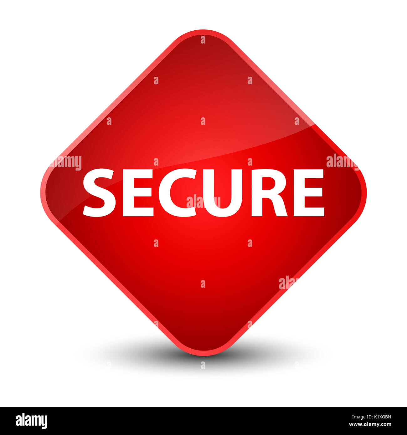Secure isolated on elegant red diamond button abstract illustration ...