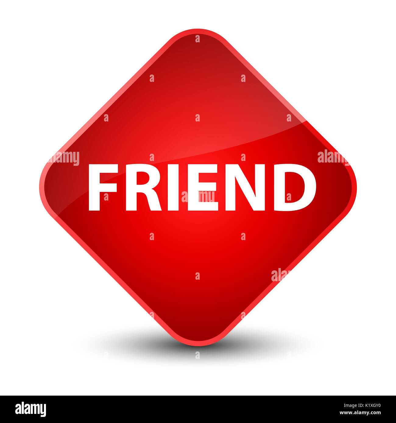 Friend isolated on elegant red diamond button abstract illustration ...