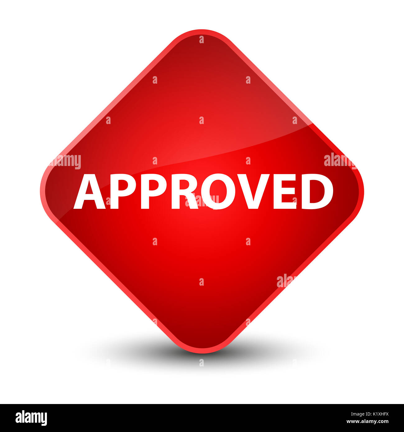 Approved isolated on elegant red diamond button abstract illustration ...