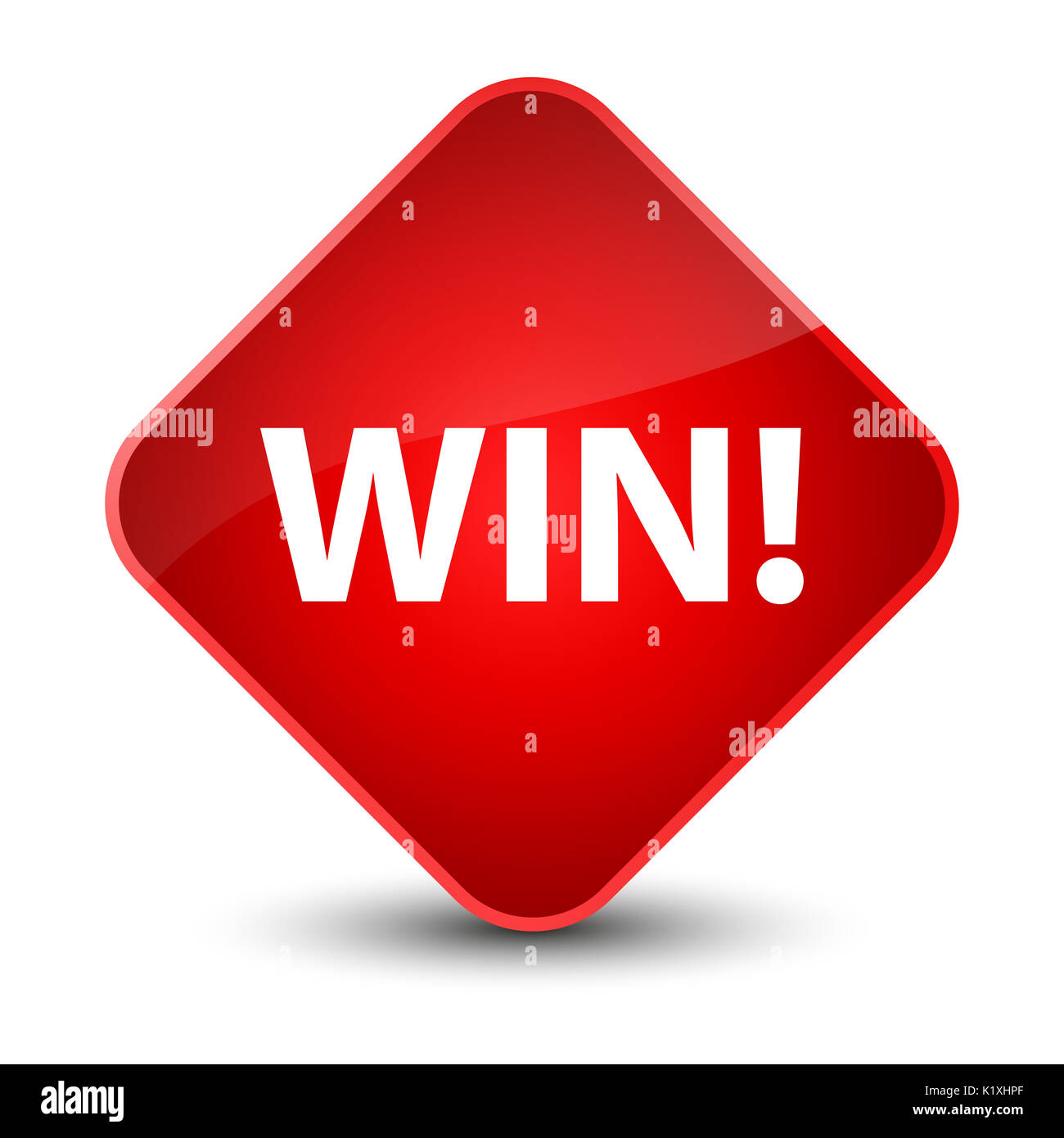 Win isolated on elegant red diamond button abstract illustration Stock ...