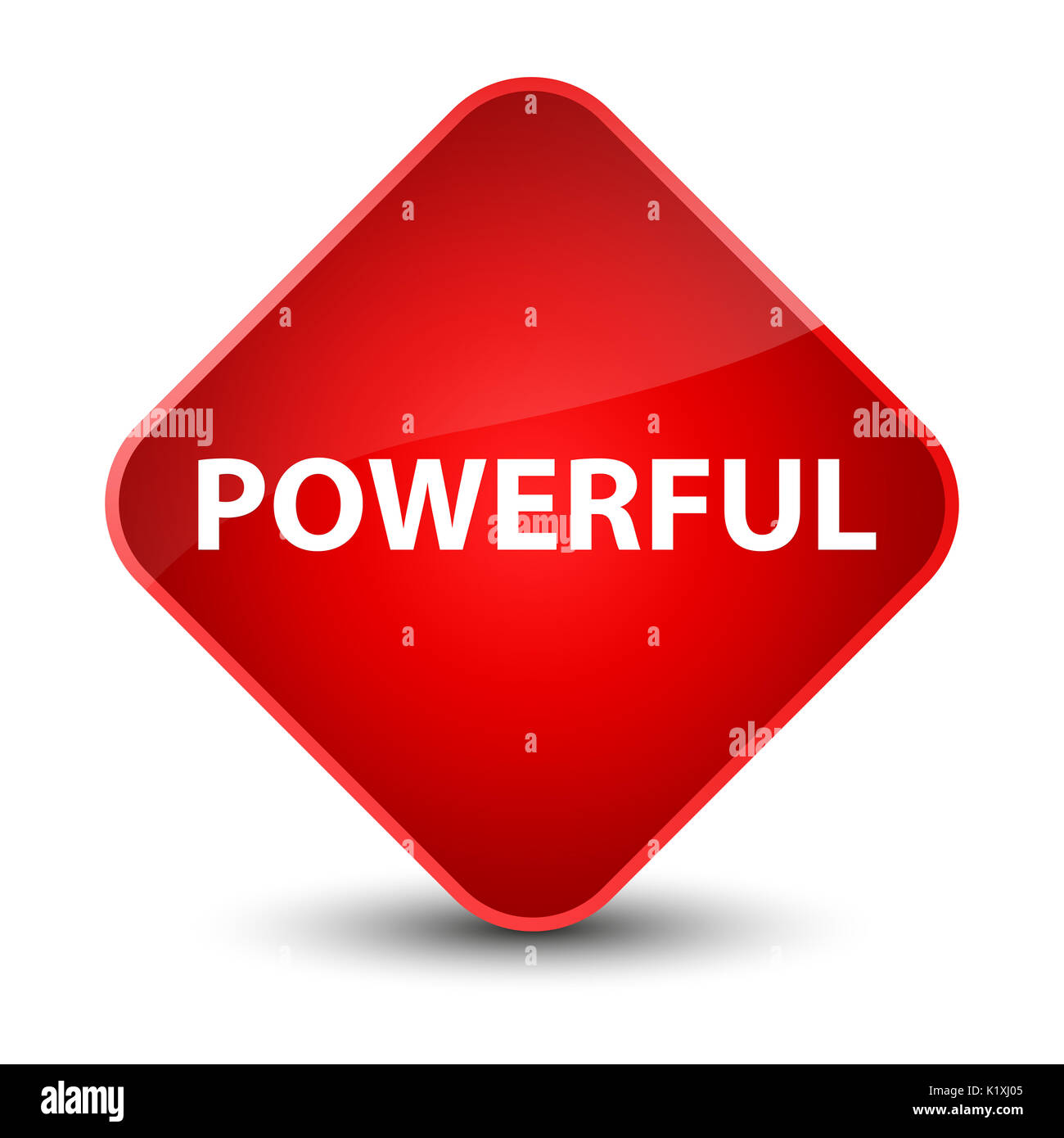 Powerful isolated on elegant red diamond button abstract illustration ...