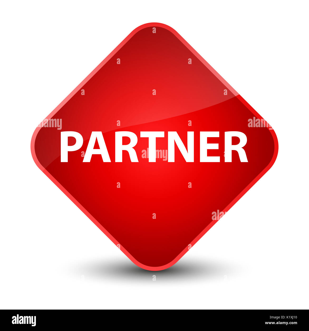 Partner isolated on elegant red diamond button abstract illustration ...
