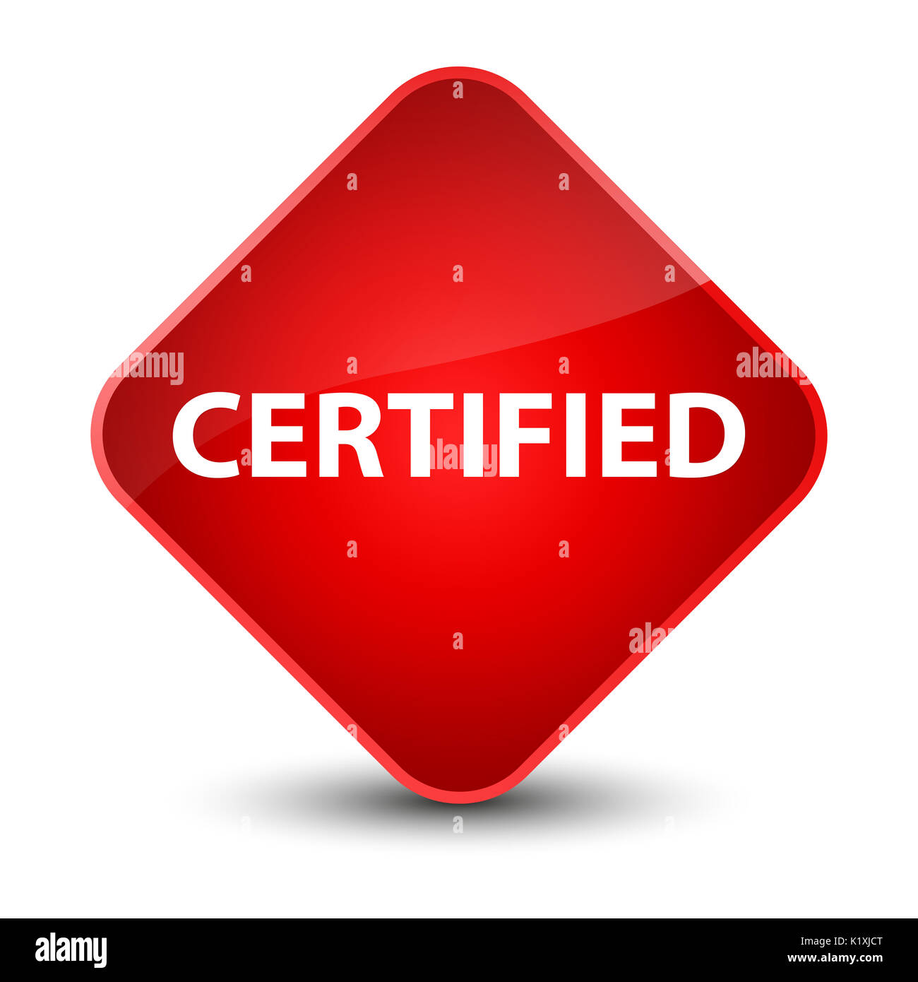 Certified isolated on elegant red diamond button abstract illustration ...