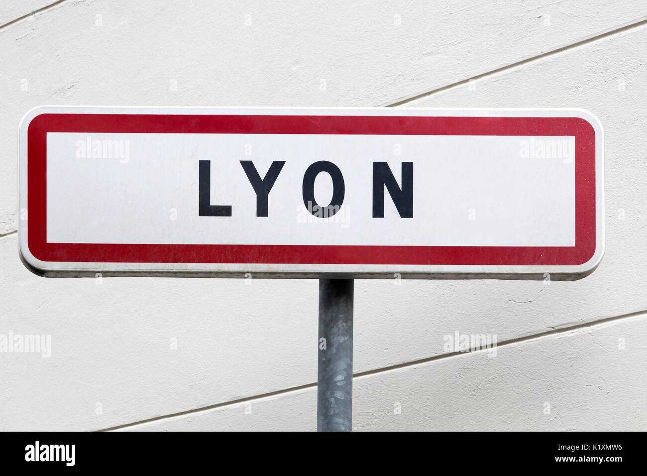 Lyon city road sign in France Stock Photo - Alamy